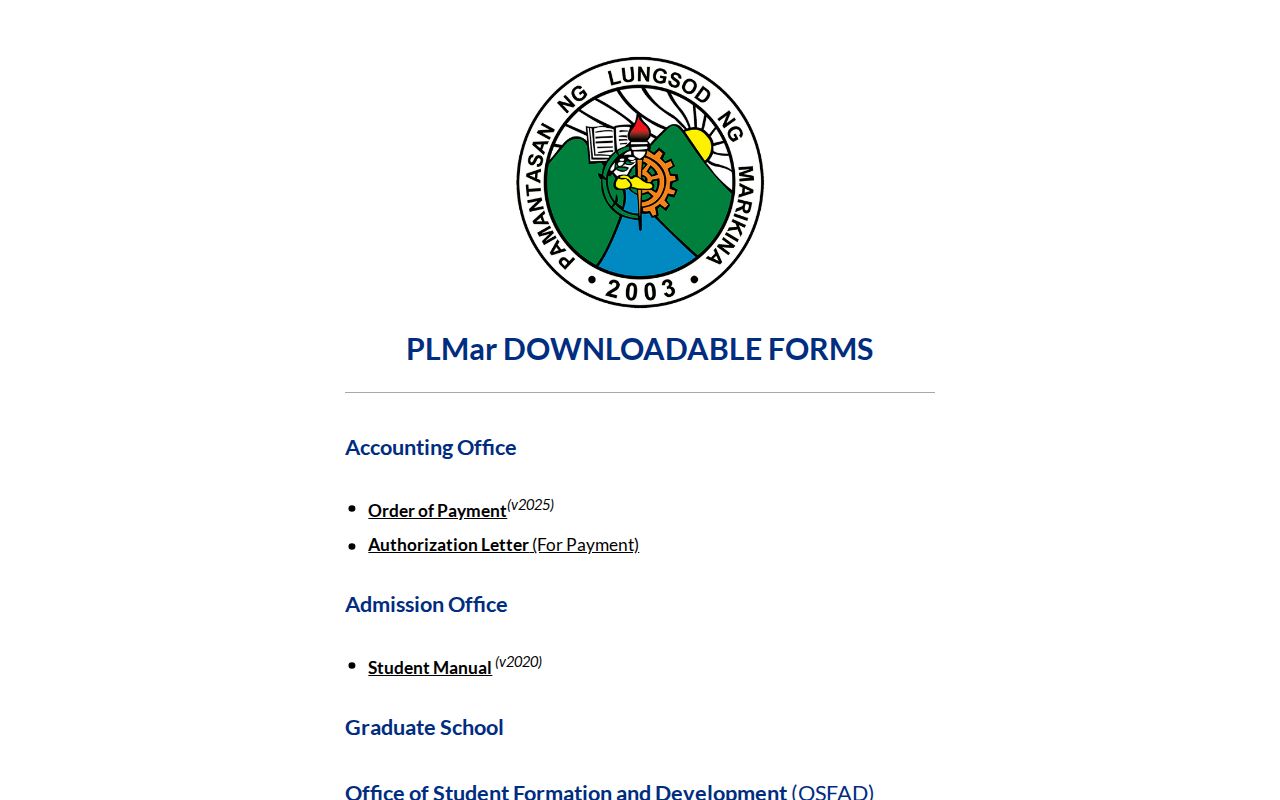 PLMar Downloadable Forms
